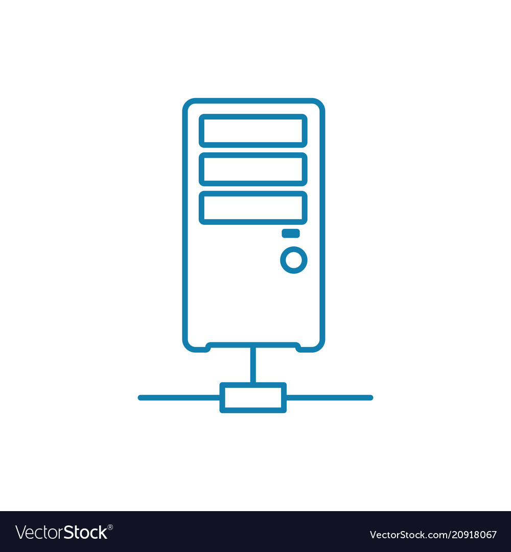 Server node linear icon concept line Royalty Free Vector