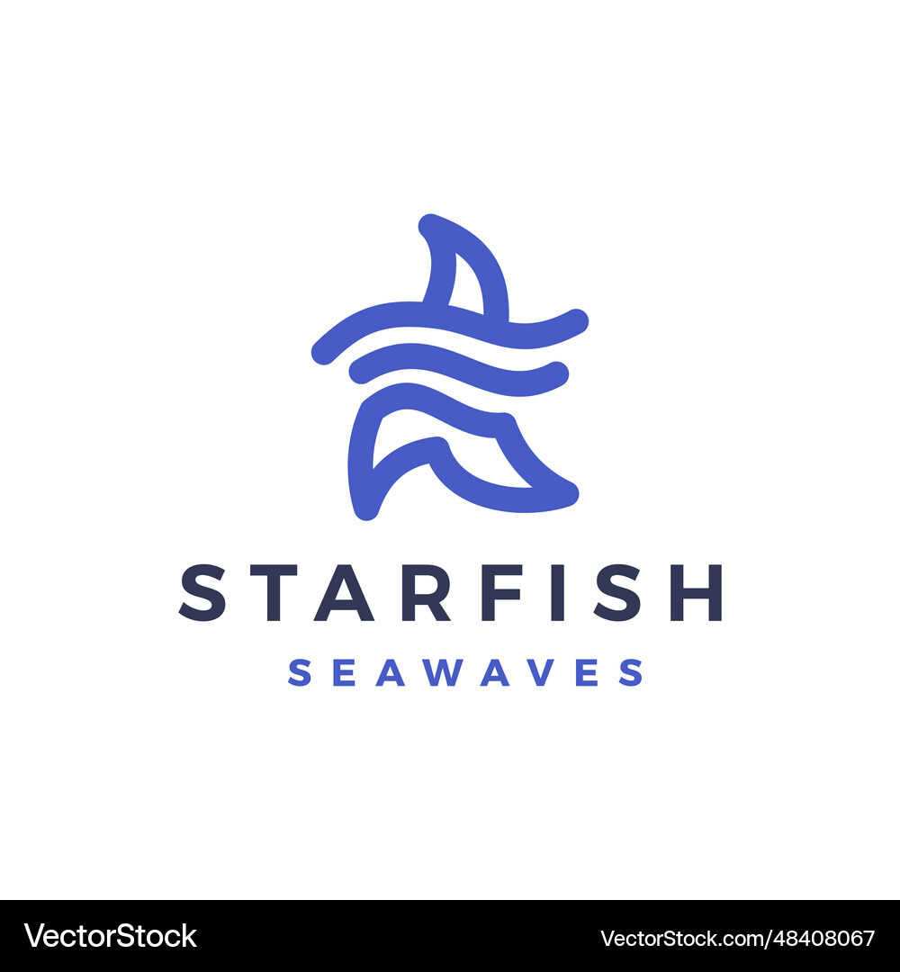 Star fish wave starfish sea logo icon Royalty Free Vector