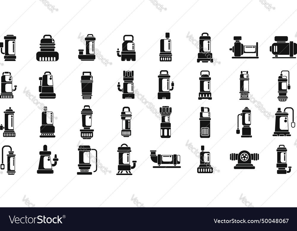 Submersible pump icons set simple motor Royalty Free Vector Submersible pump icons set simple motor Royalty Free Vector