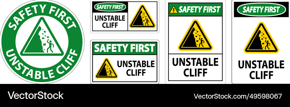 Water safety sign danger - unstable cliff Vector Image