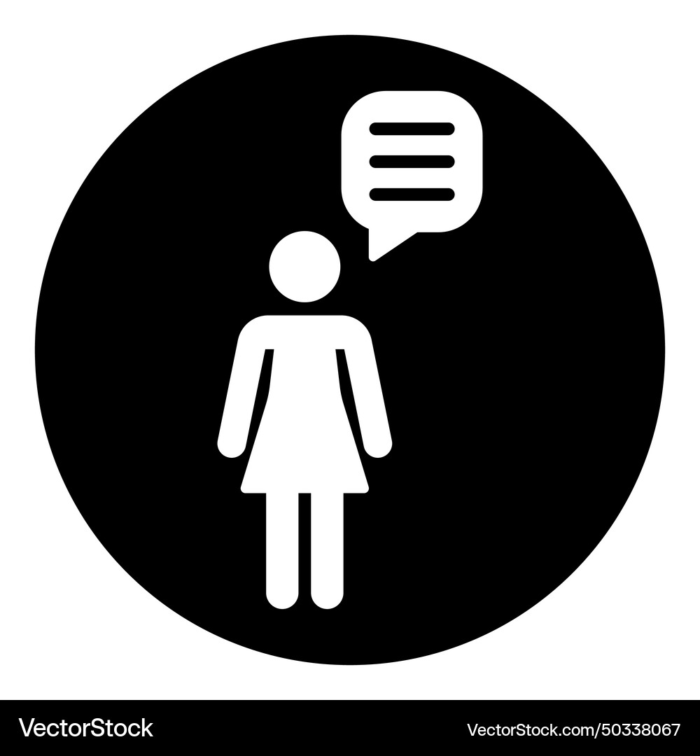 Woman message talk flat icon isolated on white Vector Image