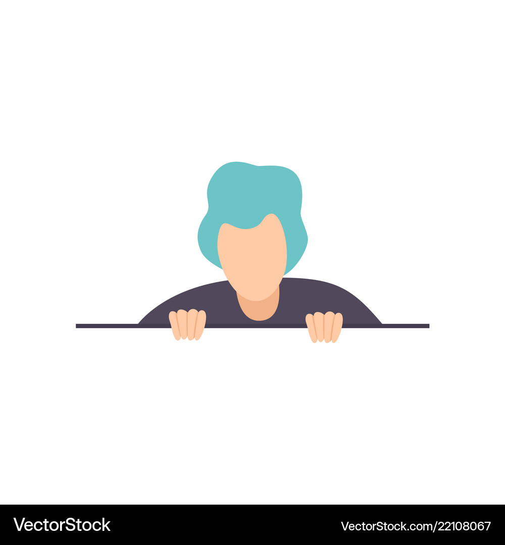 Young man peeping out from behind a barrier Vector Image
