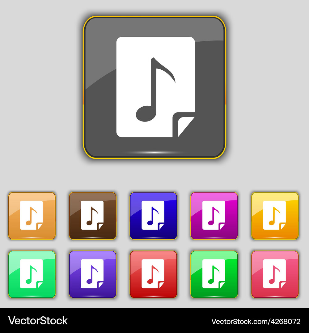 Audio mp3 file icon sign set with eleven colored Vector Image