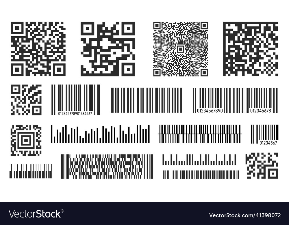 Barcodes black barcode qr code for scanning Vector Image