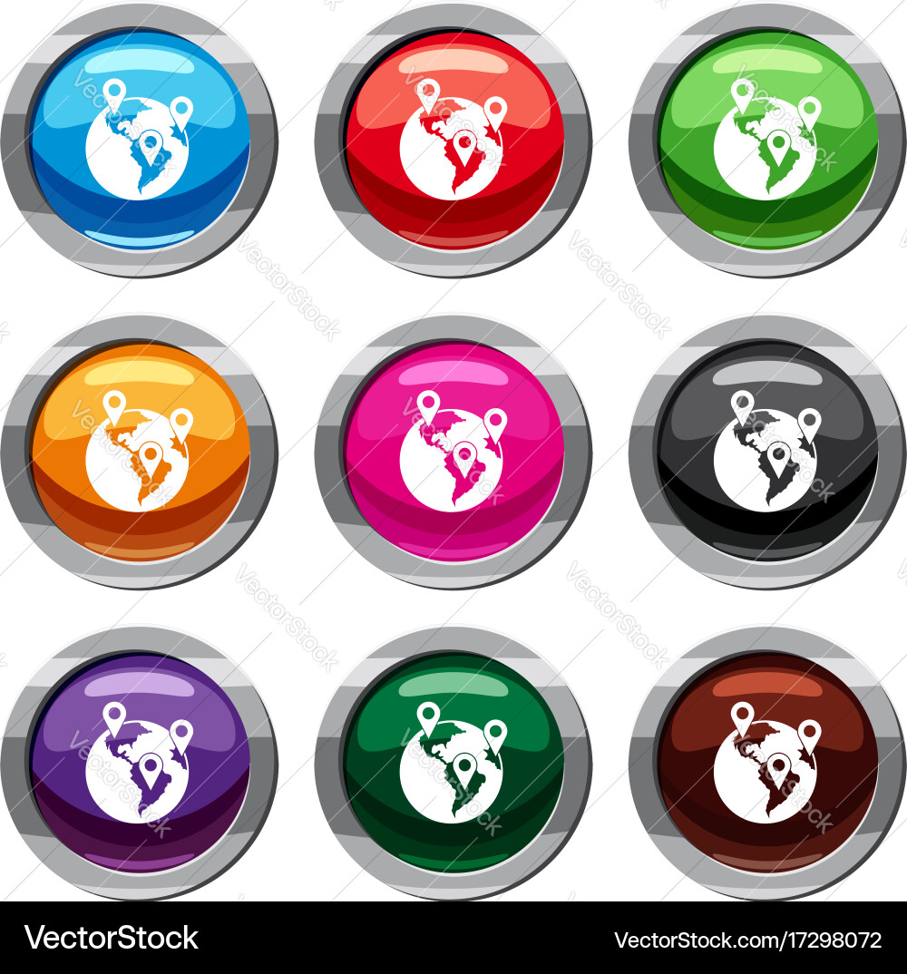 Globe and map pointers set 9 collection Royalty Free Vector
