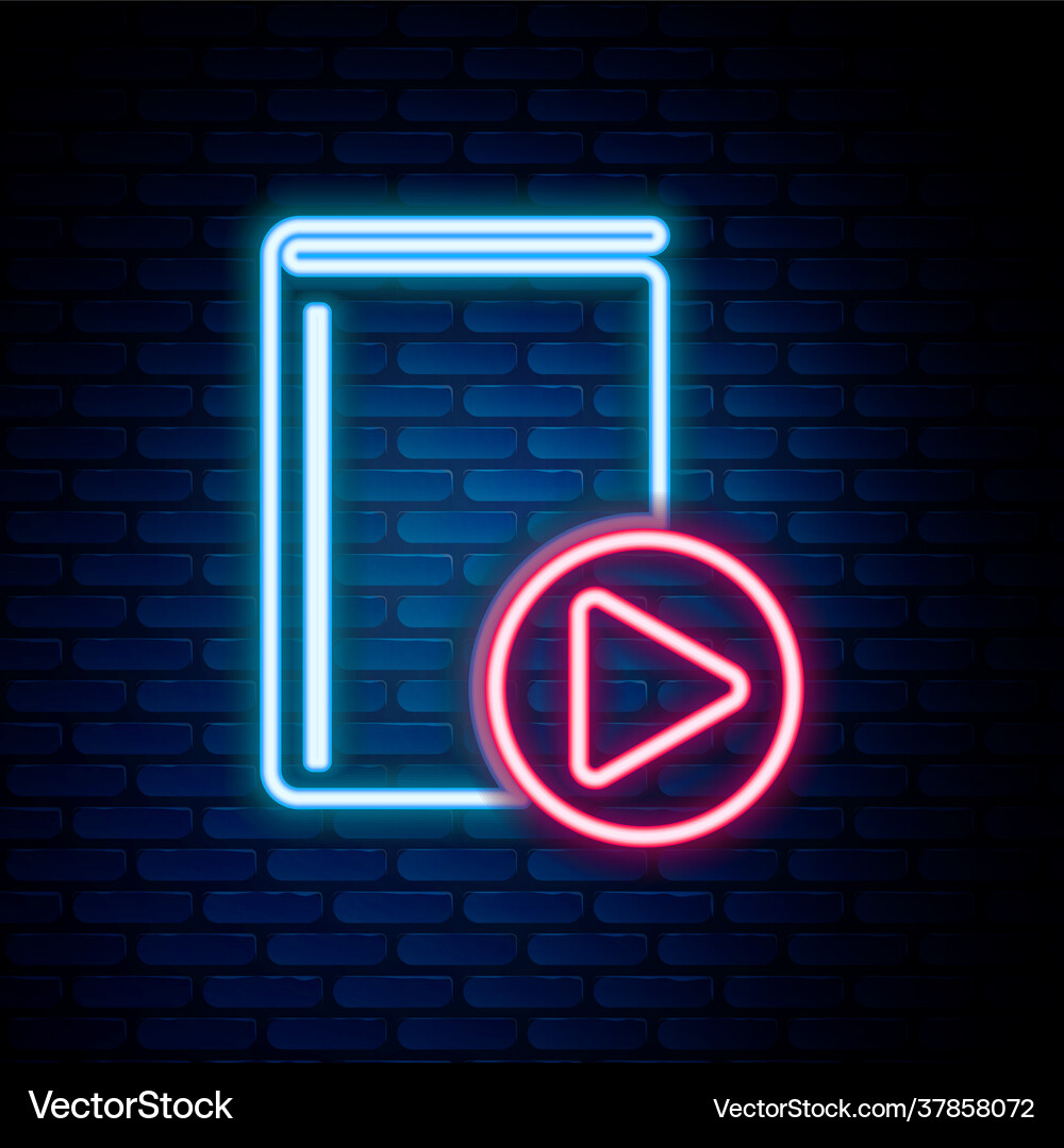 Glowing neon line audio book icon isolated Vector Image