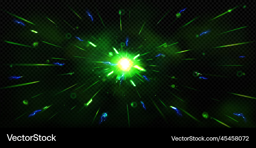 Green light flare effect bright glow of burst Vector Image