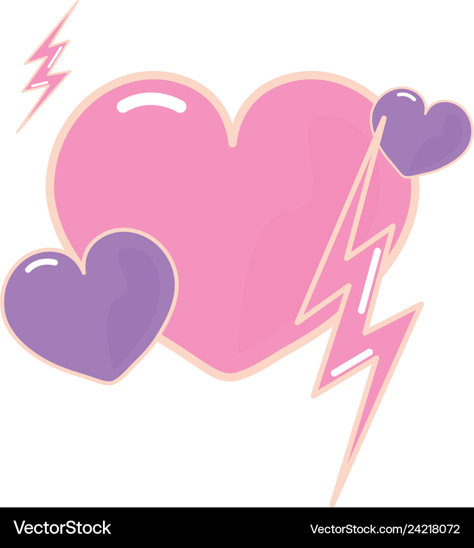 Hearts lightning girl power Royalty Free Vector Image