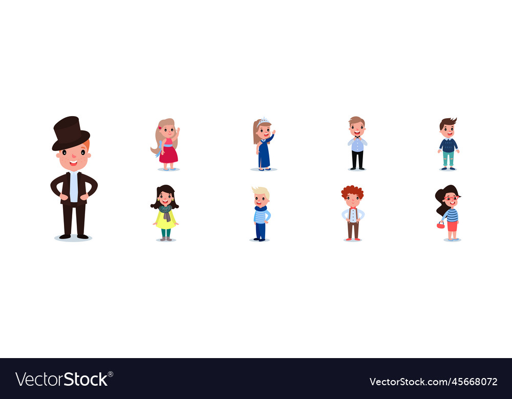 Little boy and girl characters dressed Royalty Free Vector