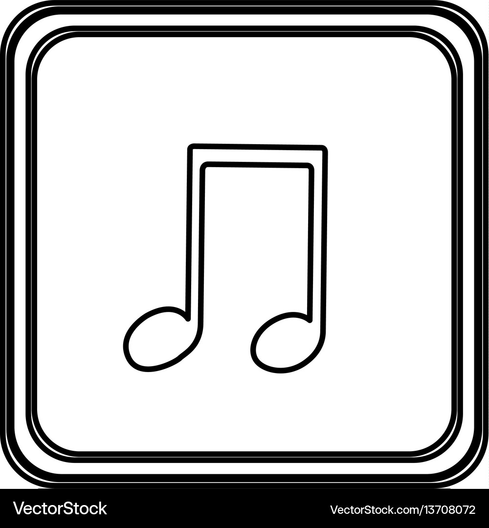 Monochrome contour with button of musical note Vector Image