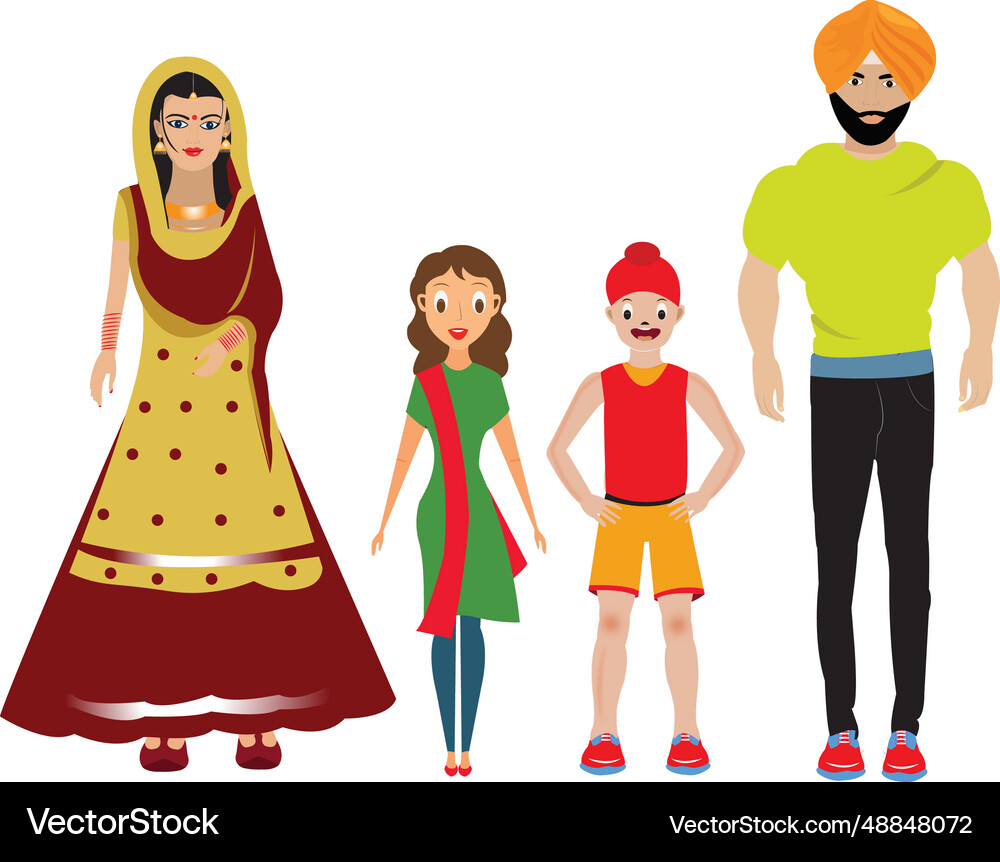 Of sikh family Royalty Free Vector Image - VectorStock