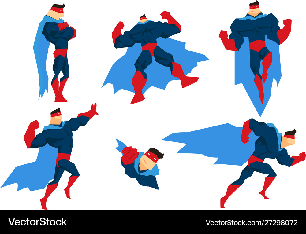 Superhero Action Set - Superman Royalty Free Vector Image