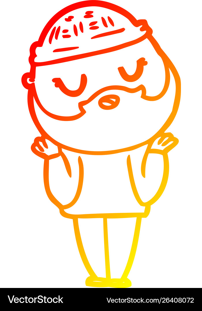Warm gradient line drawing cute cartoon man Vector Image