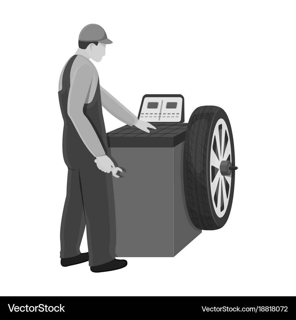 Wheel balancer single icon in monochrome style Vector Image