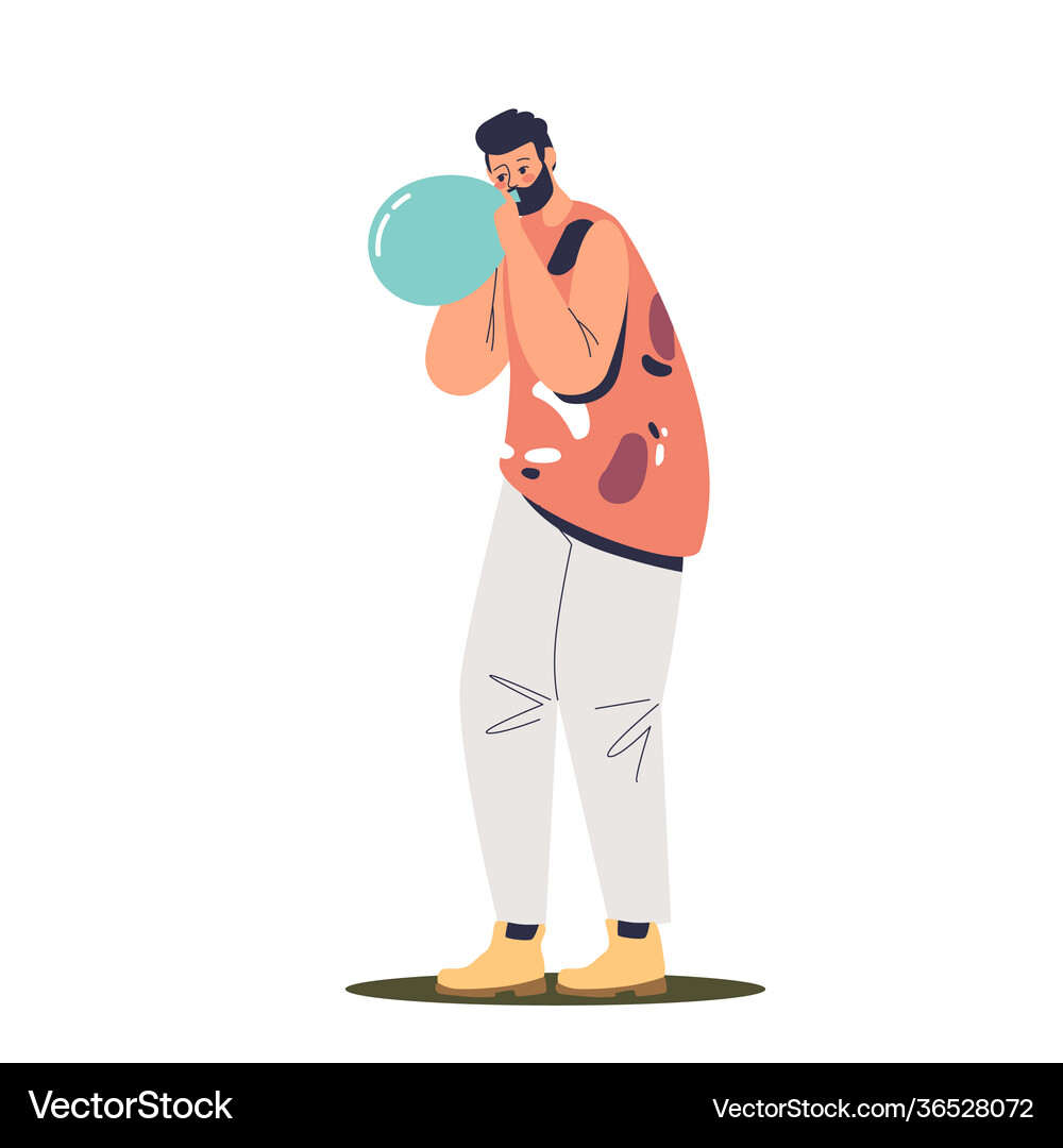 Young man blowing balloon hipster guy inflating Vector Image