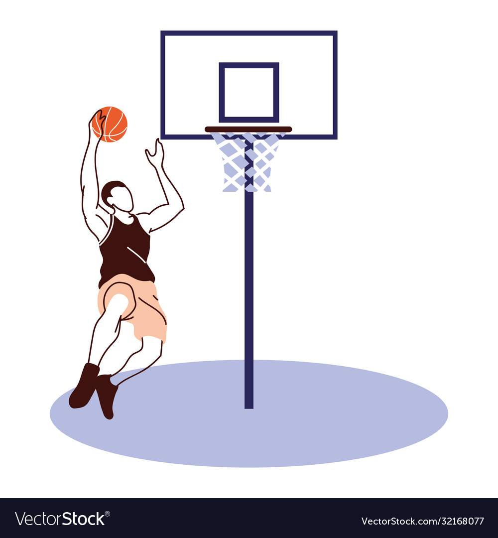 Basketball player man with ball jumping Royalty Free Vector