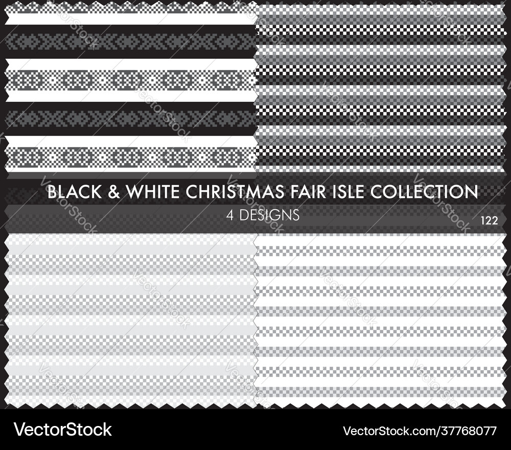 Black and white christmas fair isle seamless Vector Image