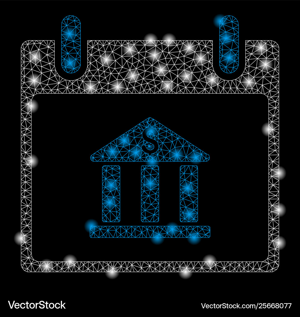 Bright mesh wire frame bank building calendar day Vector Image