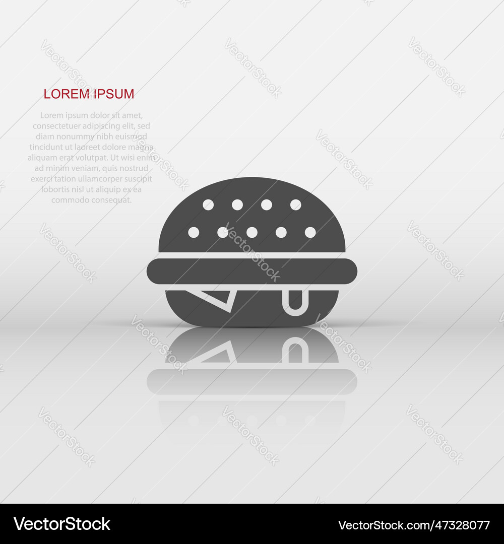 Burger sign icon in flat style hamburger on white Vector Image