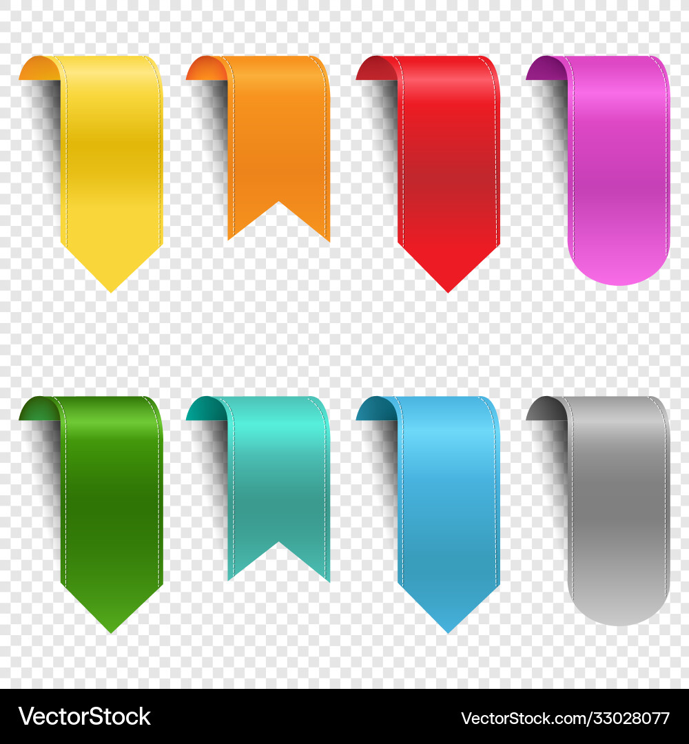 Colorful ribbon set isolated transparent Vector Image