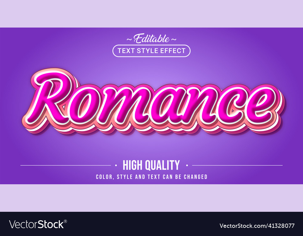 Editable text style effect - romance Royalty Free Vector