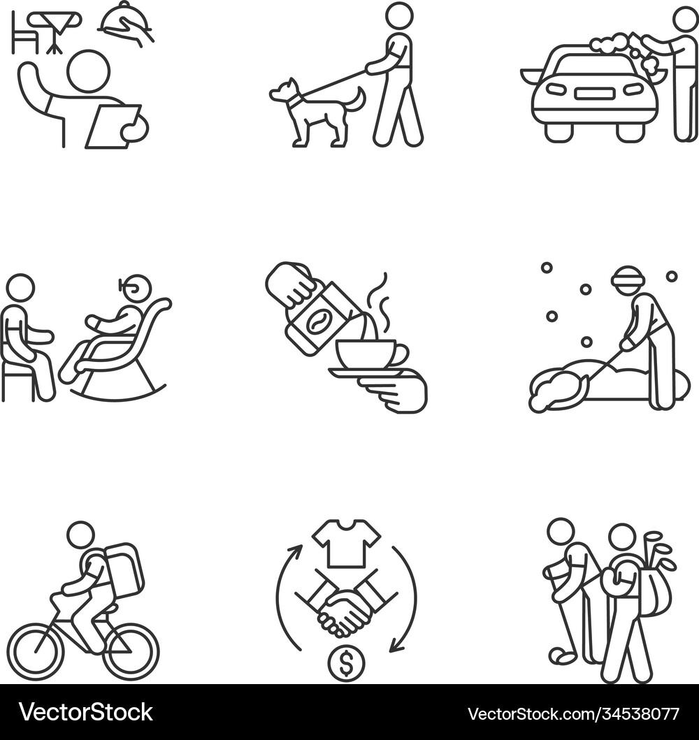 Employment opportunities linear icons set Vector Image