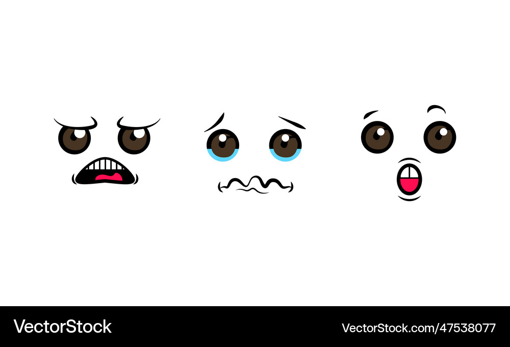 Expressive eyes and mouth smiling character face Vector Image