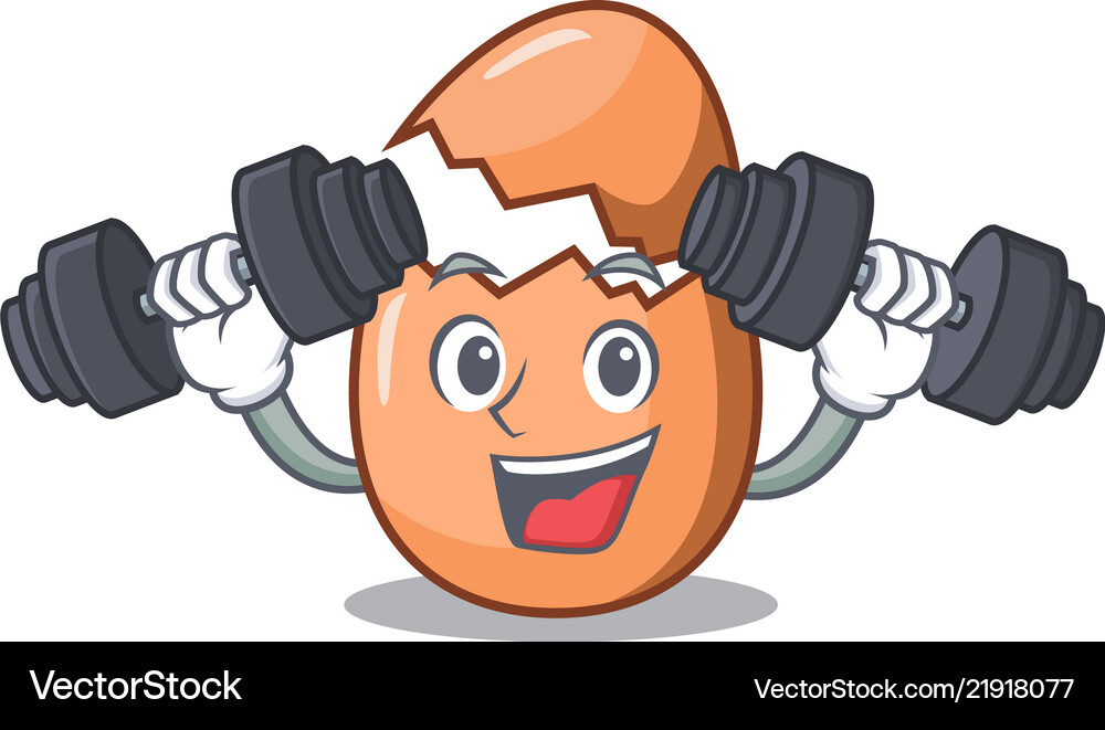 Fitness character broken egg on floor cartoon Vector Image