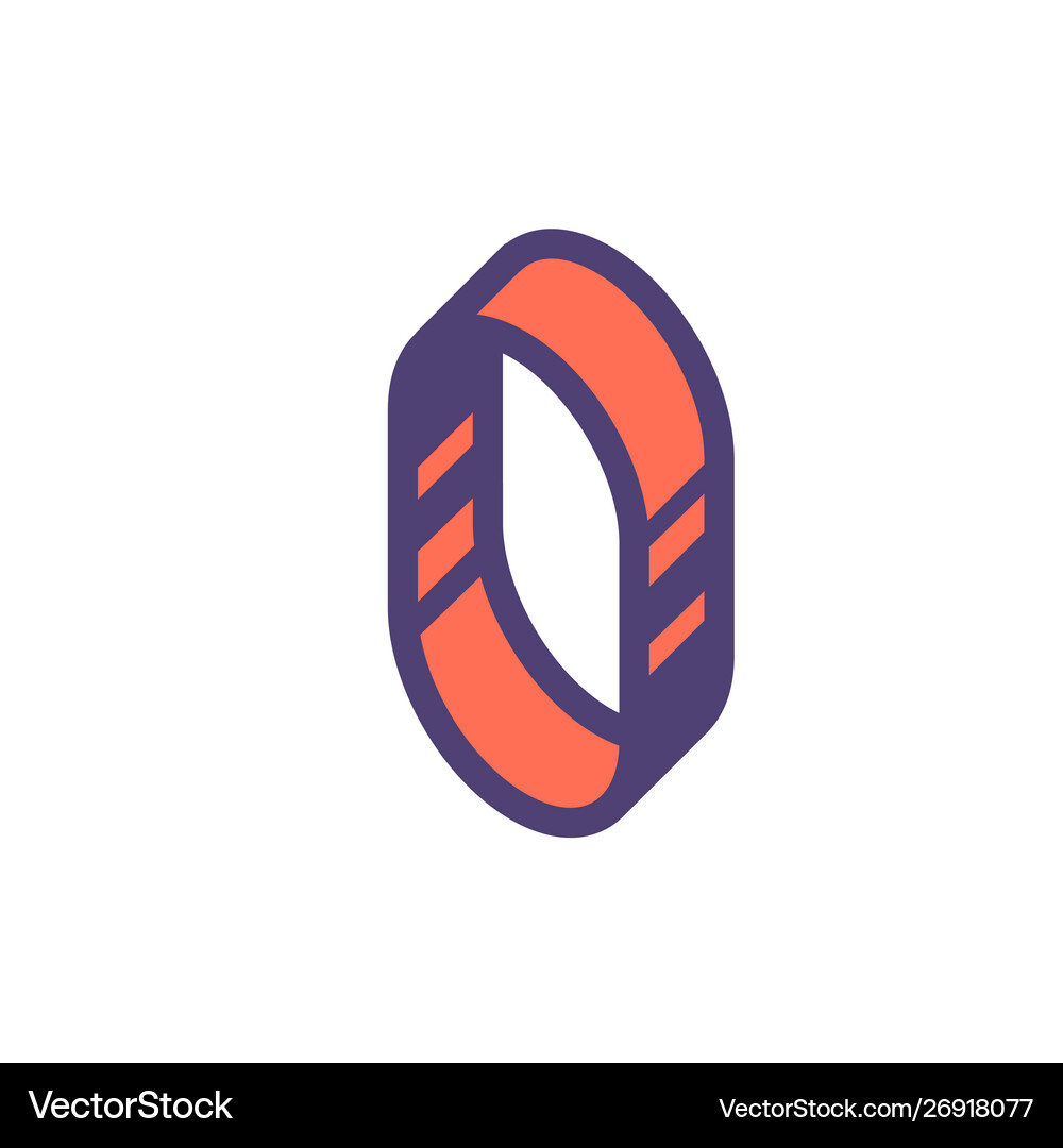 Logo sign number 0 linear outline icon isometry Vector Image