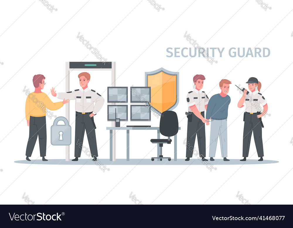 Security guard arrest composition Royalty Free Vector Image