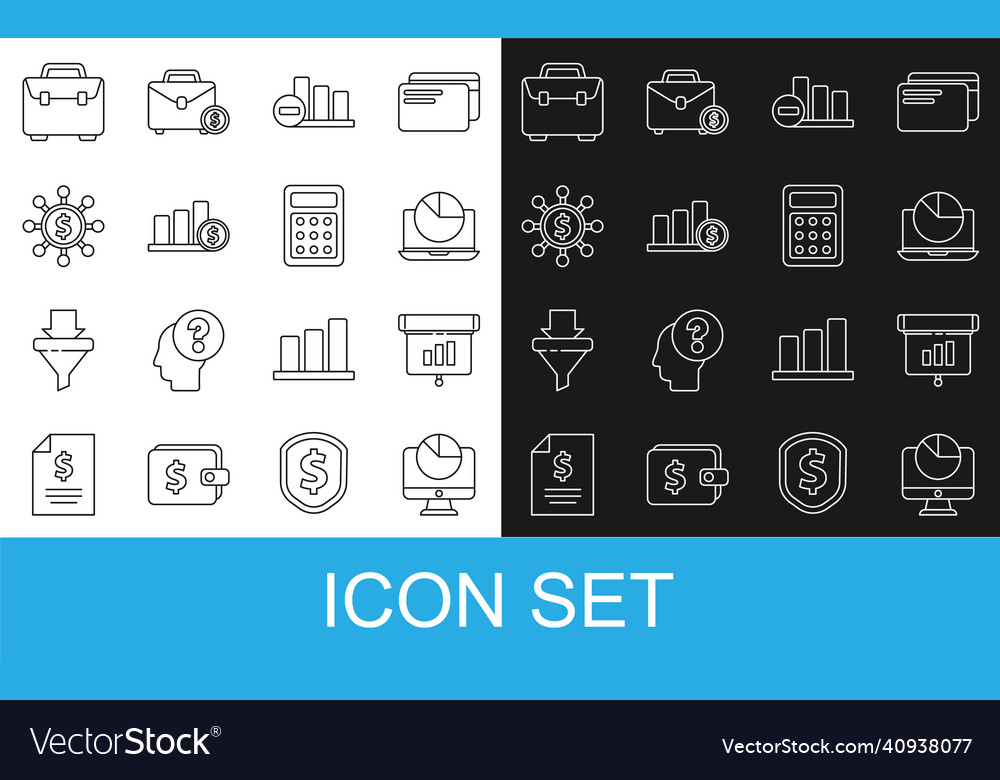 Set line computer monitor with graph chart graph Vector Image Set line computer monitor with graph chart graph Vector Image