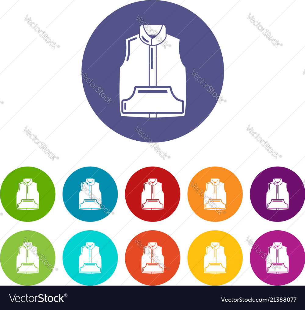 Sleeveless jacket icons set color Royalty Free Vector Image Sleeveless jacket icons set color Royalty Free Vector Image