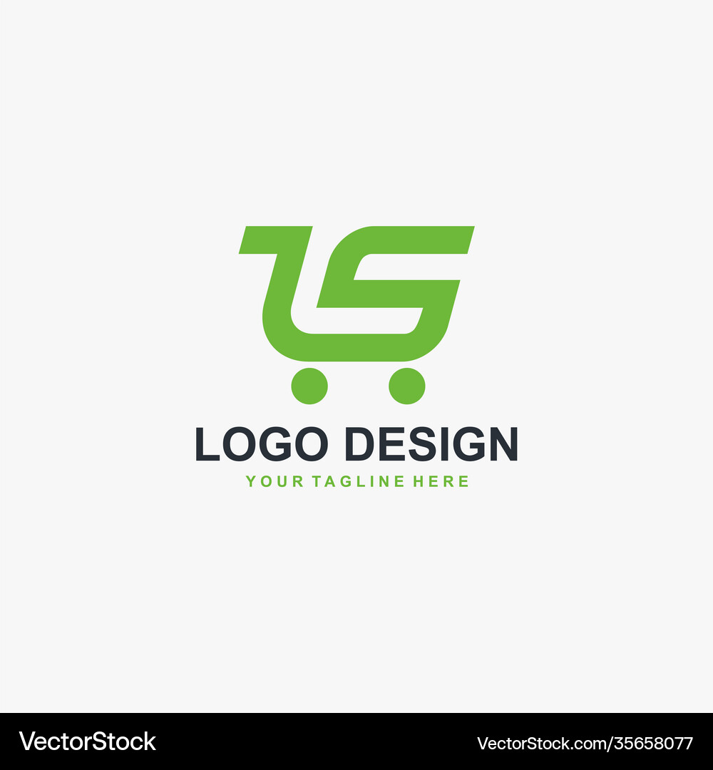 Trolley shop and letter s logo Royalty Free Vector Image