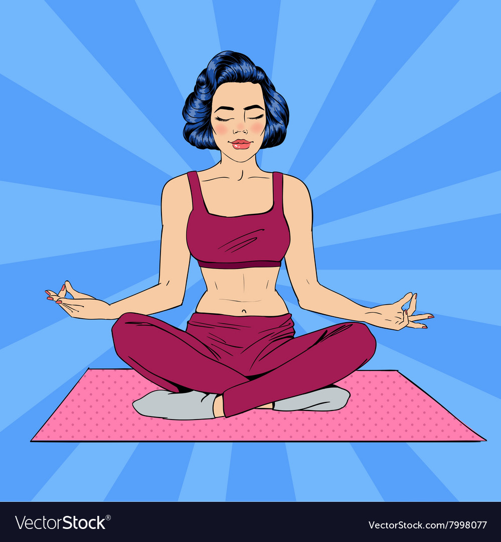 Woman In Yoga Pose Woman Meditation Pop Art Banner