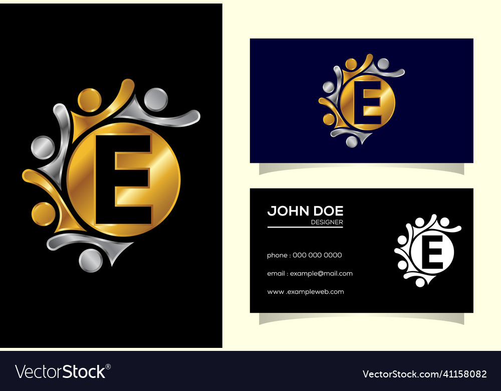 Initial e monogram alphabet with connecting Vector Image