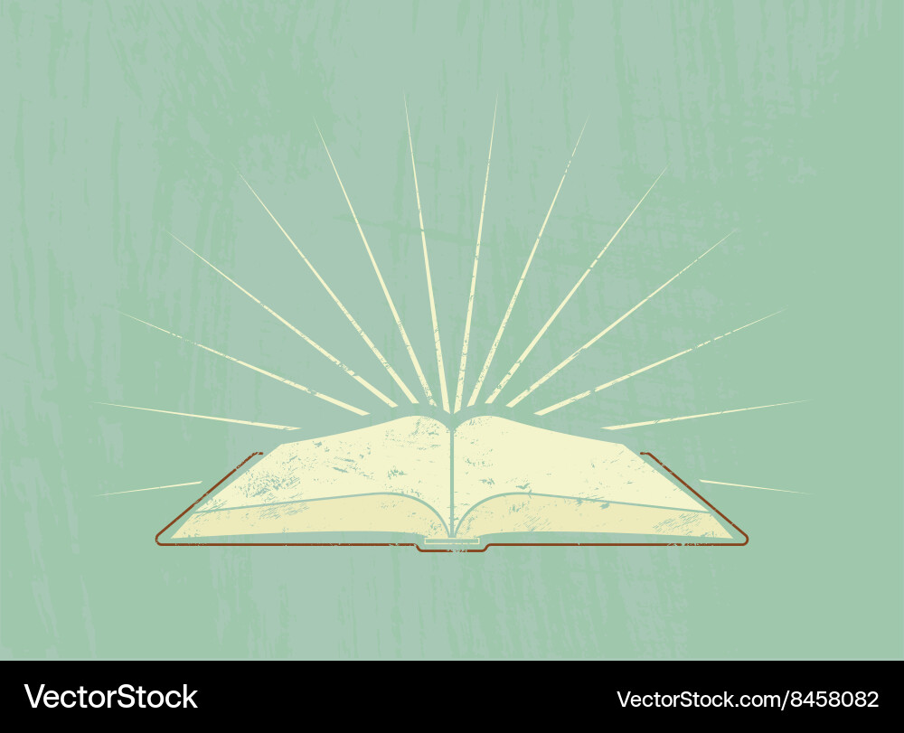 Open book rays vintage poster in grunge style Vector Image