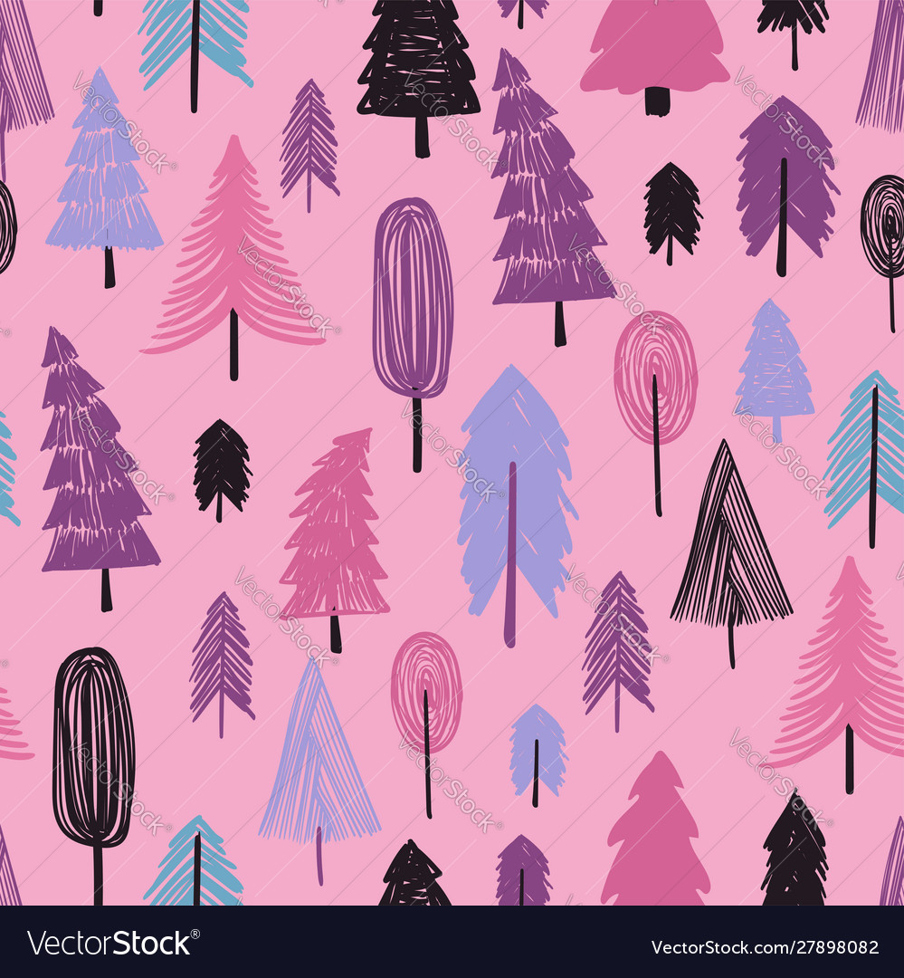 Seamless pattern of winter forest Royalty Free Vector Image