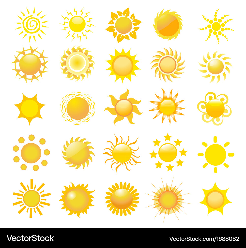 Set of sun icons Royalty Free Vector Image - VectorStock