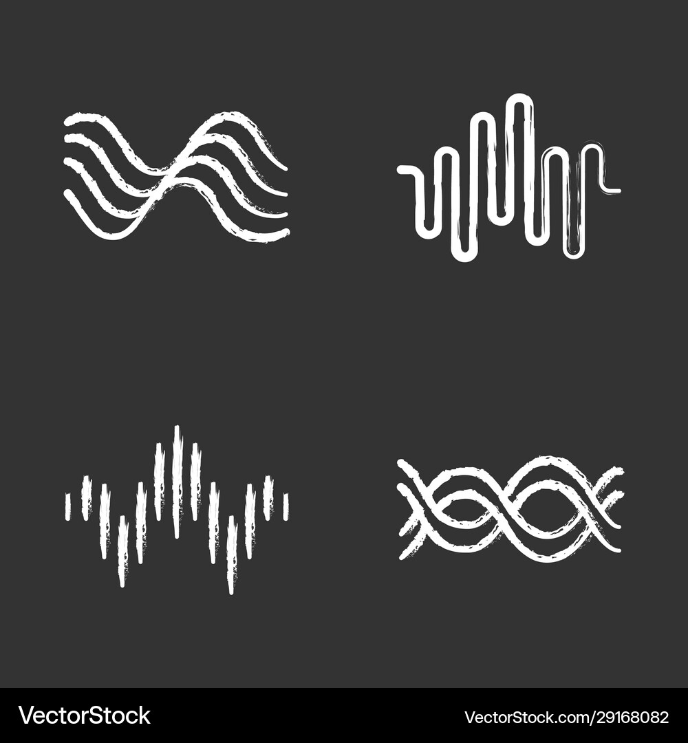 Sound waves chalk icons set audio Royalty Free Vector Image