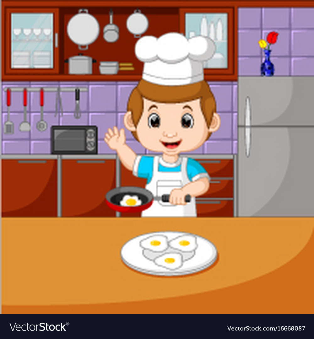 Chefs with cooking set Royalty Free Vector Image