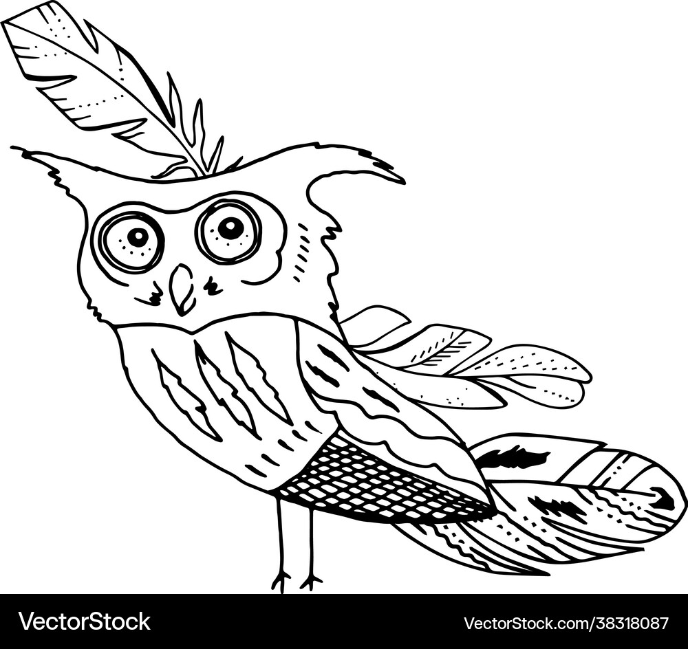 Contour linear with bird for coloring book cute Vector Image