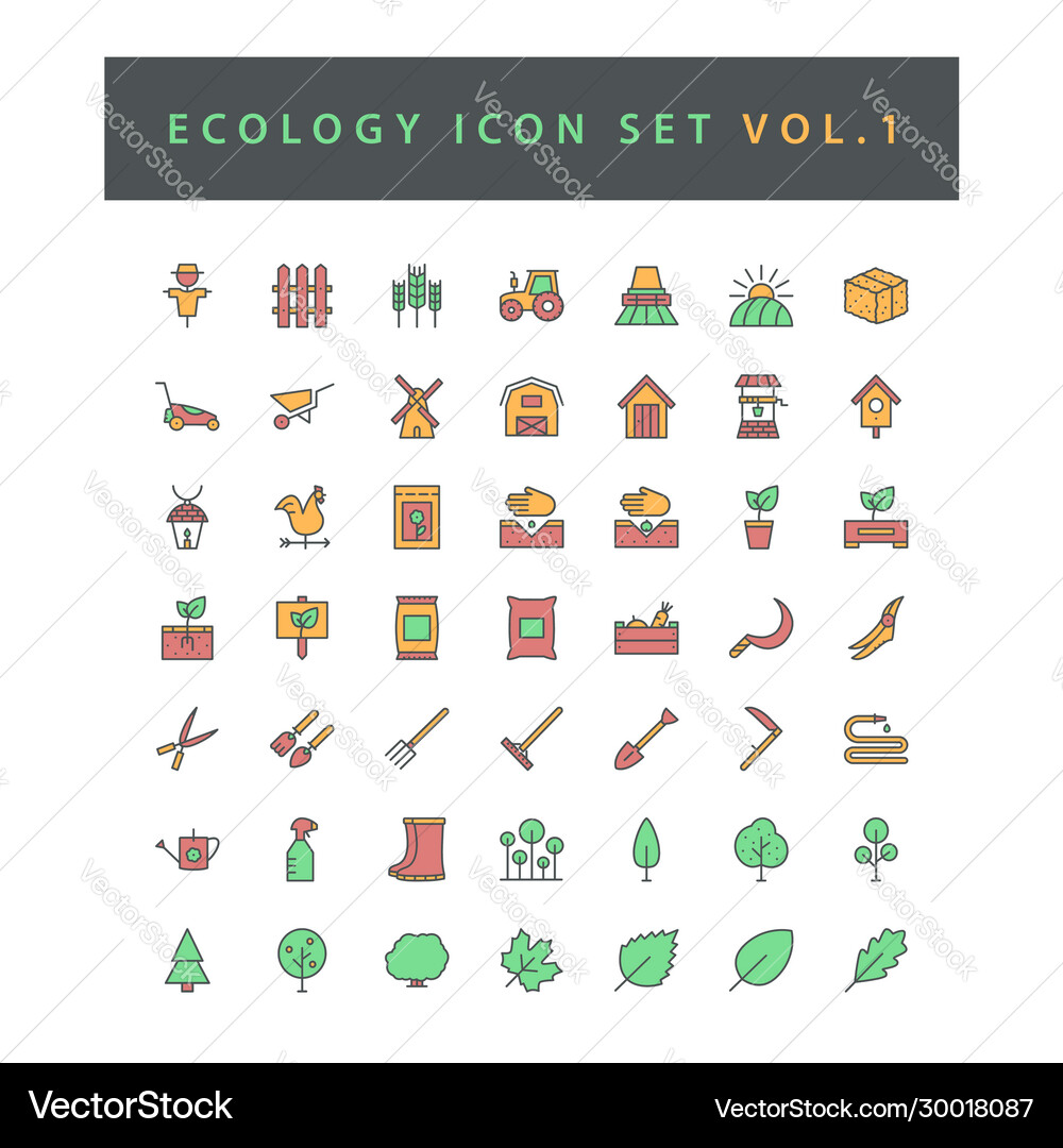 Ecology icon set with filled outline style design Vector Image