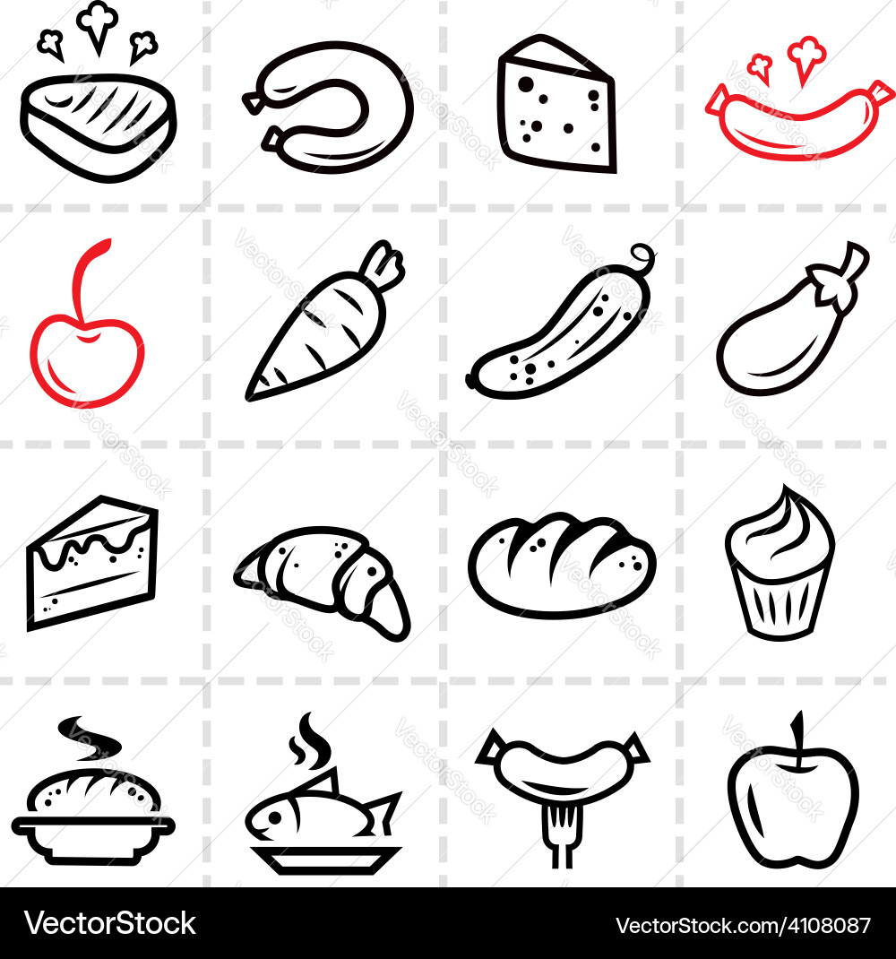 Food line icons Royalty Free Vector Image - VectorStock