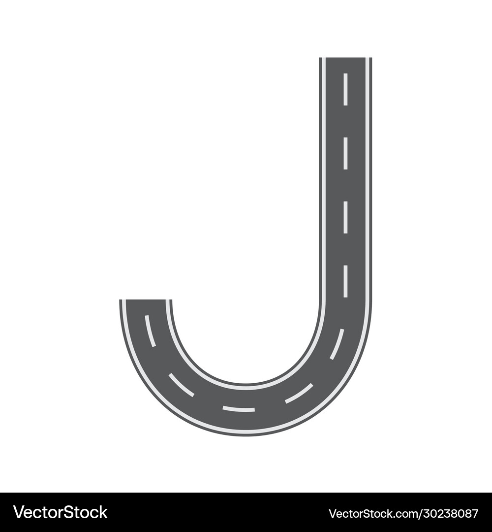 J letter for road or street font flat and solid Vector Image