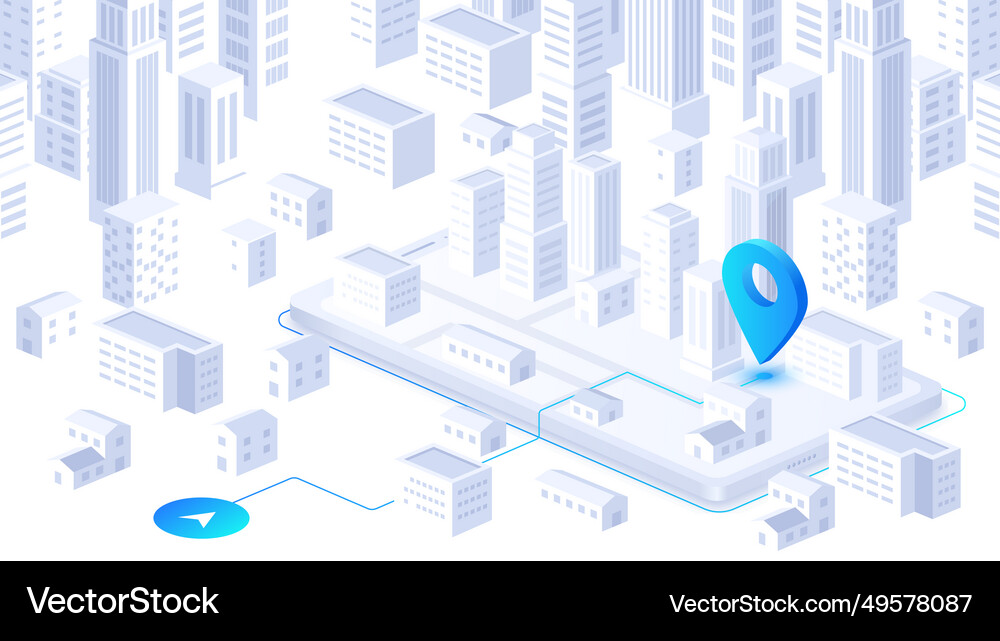 Navigation on city white poster Royalty Free Vector Image