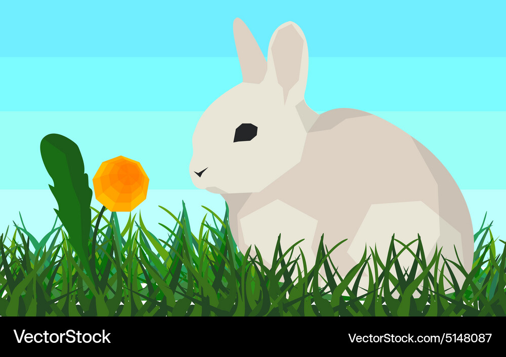 Rabbit on grass flower seamless animal and Vector Image