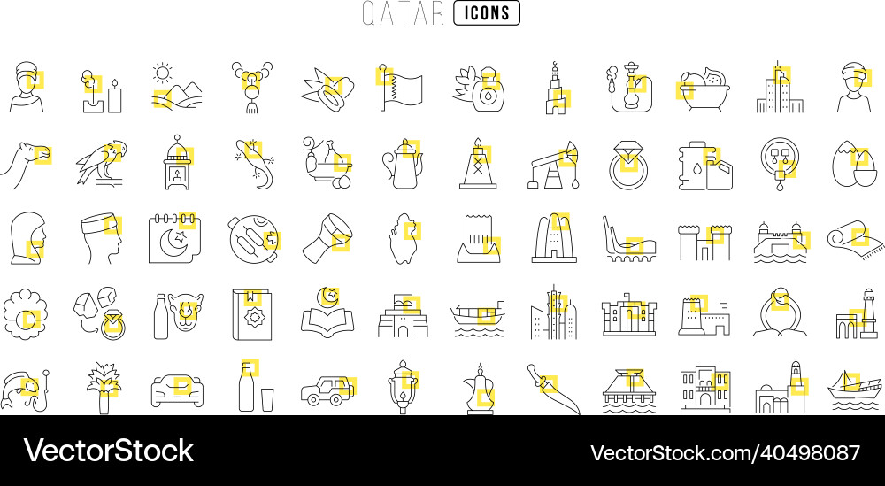 Set of linear icons qatar Royalty Free Vector Image