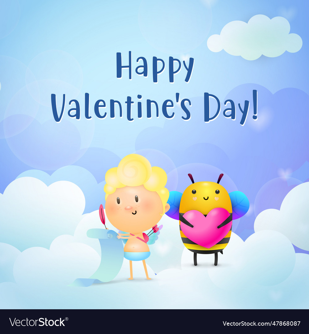 Valentines day invitation design baby cupid Vector Image