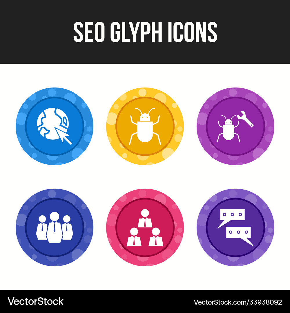 6 beautiful business and seo icon set Royalty Free Vector