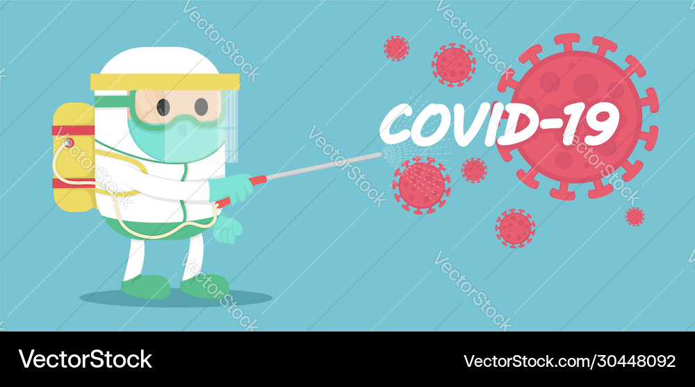 Fight virus cartoon character fighting Royalty Free Vector